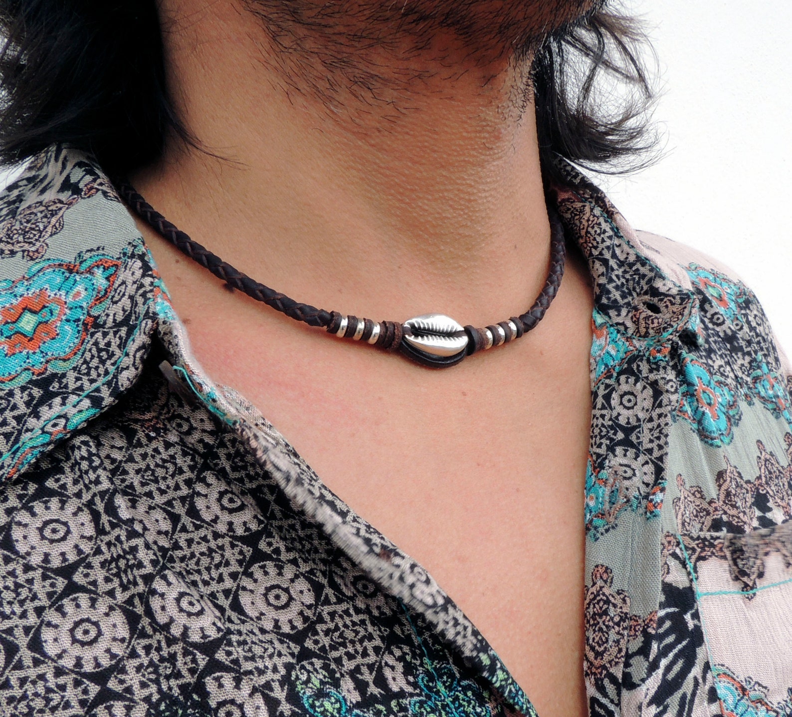 Man surfer necklace unique gifts for men shell choker | Etsy