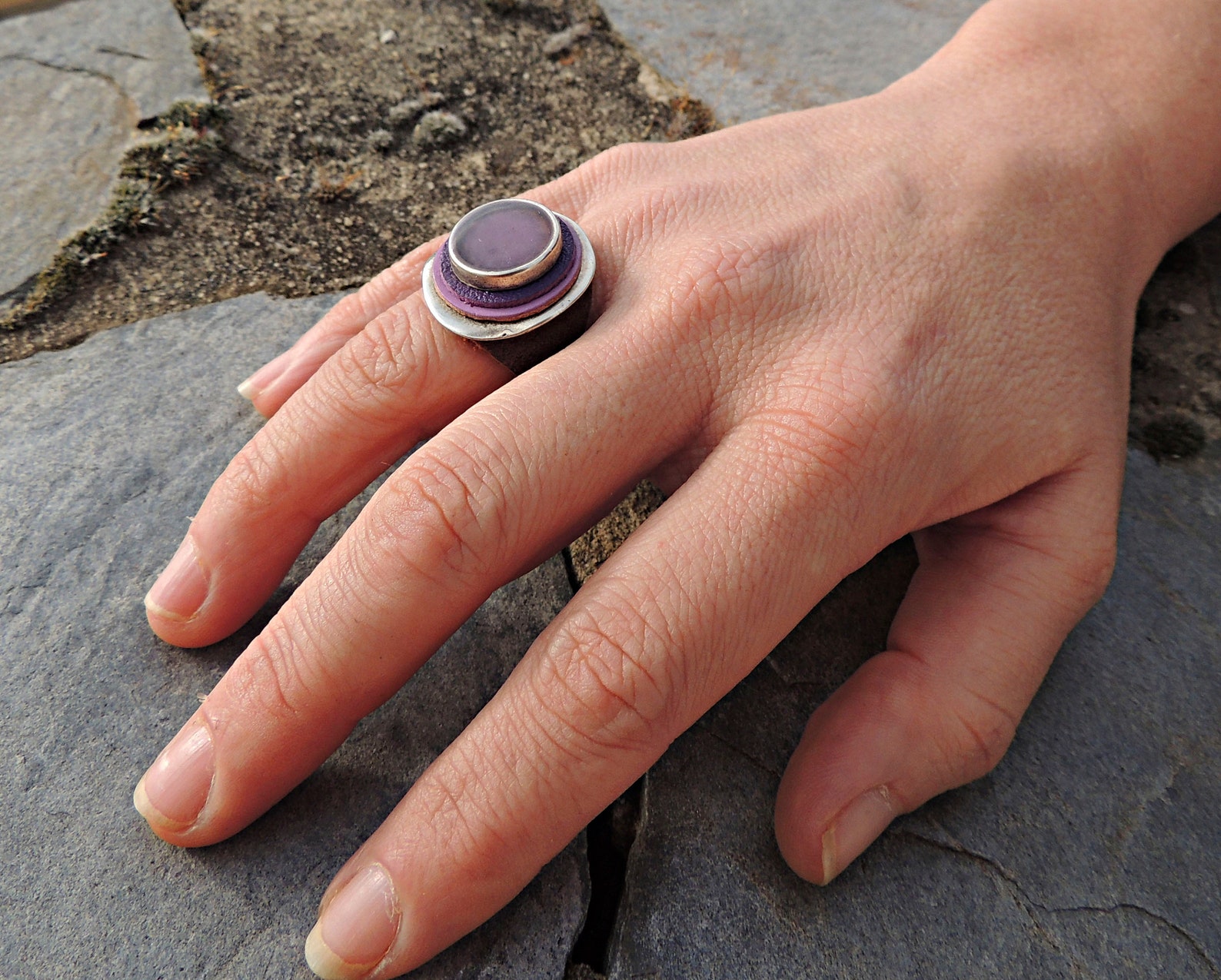 Chunky Rings for Women Leather Jewelry Lavender Ring Cool - Etsy