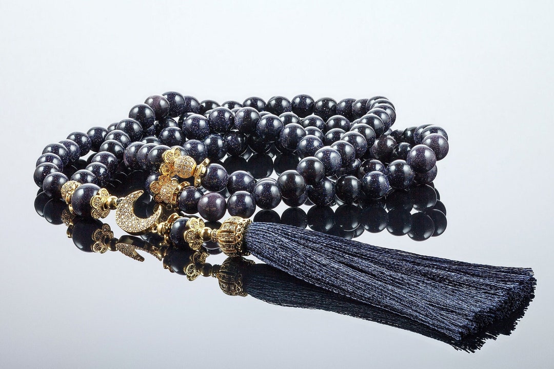 Muslim Prayer Beads 99 Names of Allah, Aventurine Tasbih 99, Tassel ...