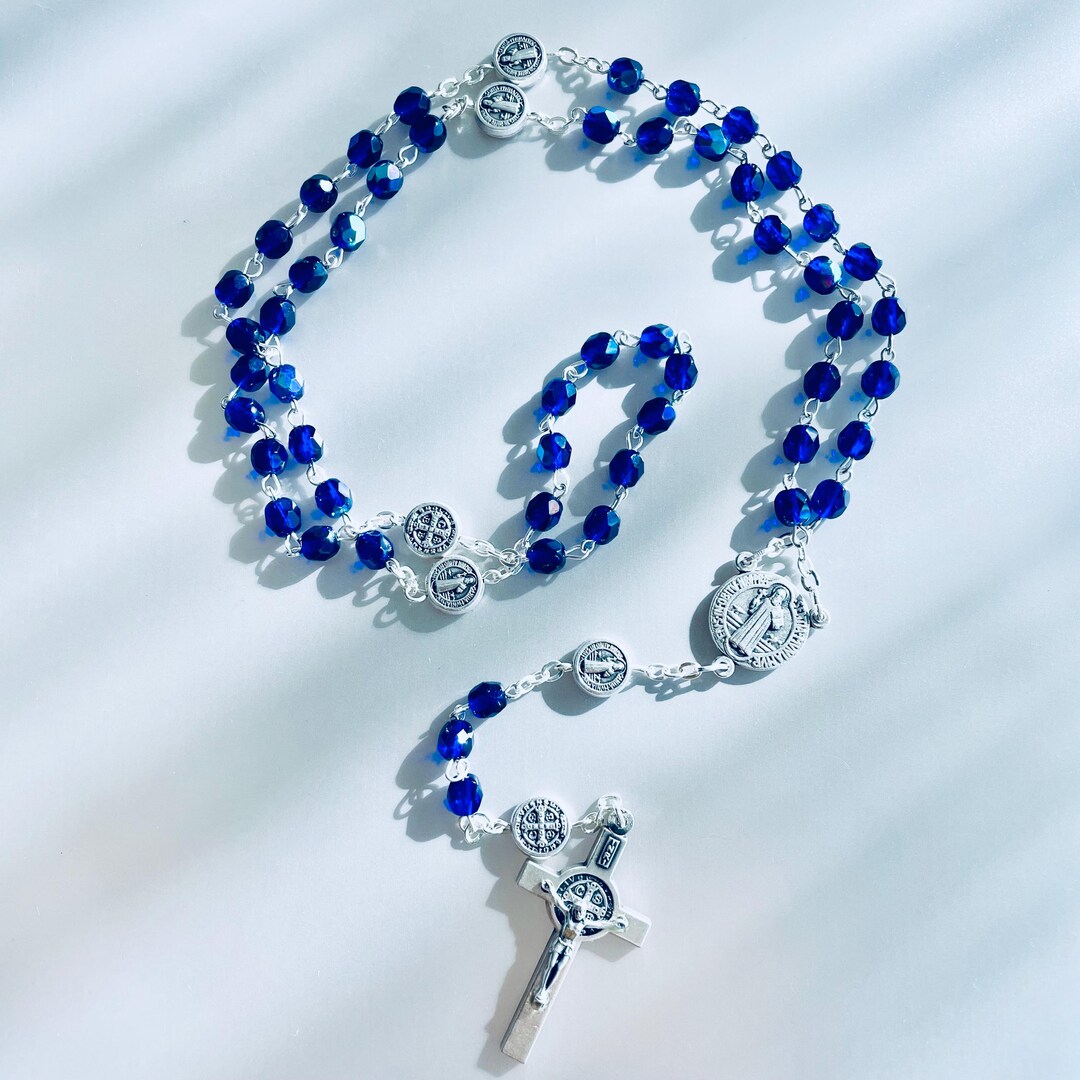 Catholic Arm Band From Blue Prayer Bead With Cross Crucifix, Pocket ...