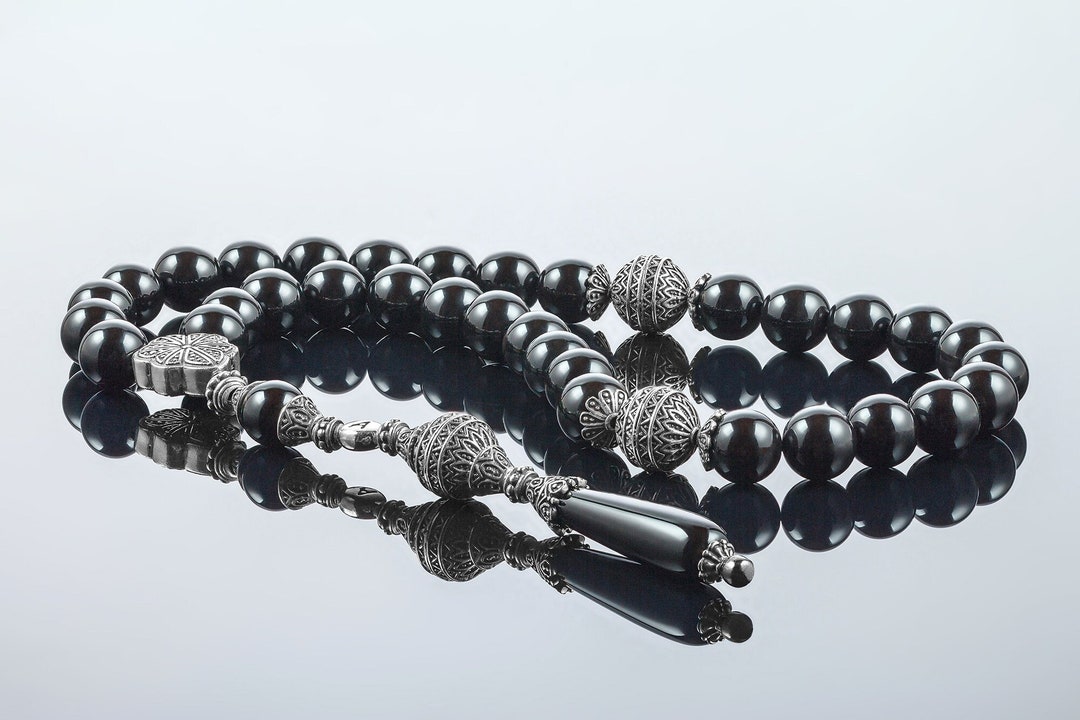 Muslim Prayer Rope From Black Onyx Beads 10mm, Islamic Prayer Beads ...