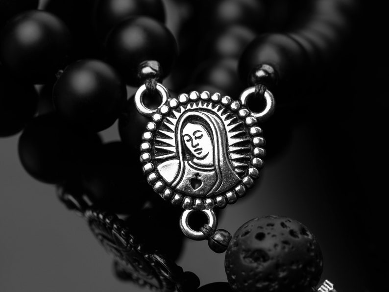 Shungite Rosary for Catholic, Black Rosary 10mm, Catholic Prayer Rope ...