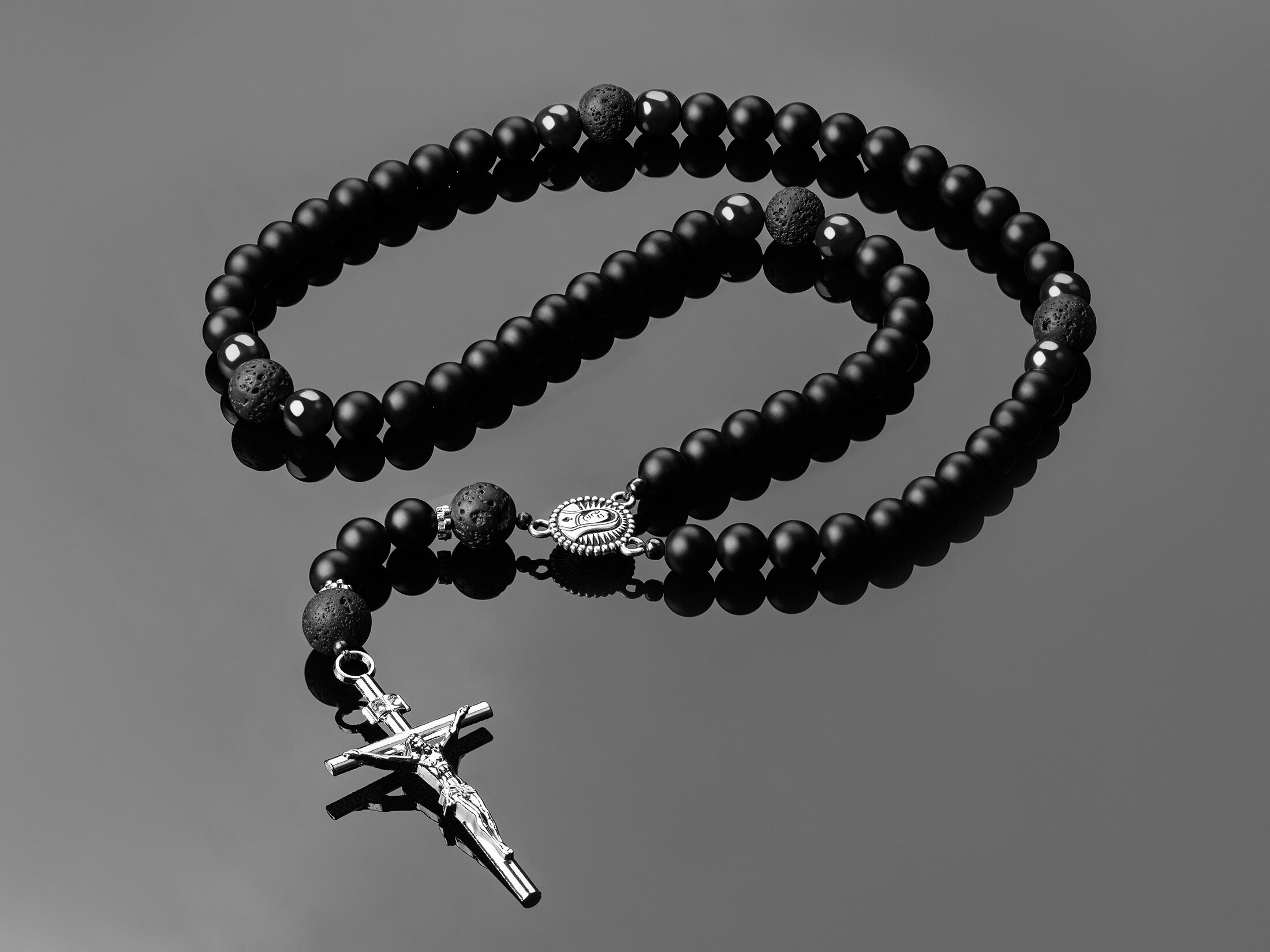 Shungite Rosary for Catholic, Black Rosary 10mm, Catholic Prayer Rope ...