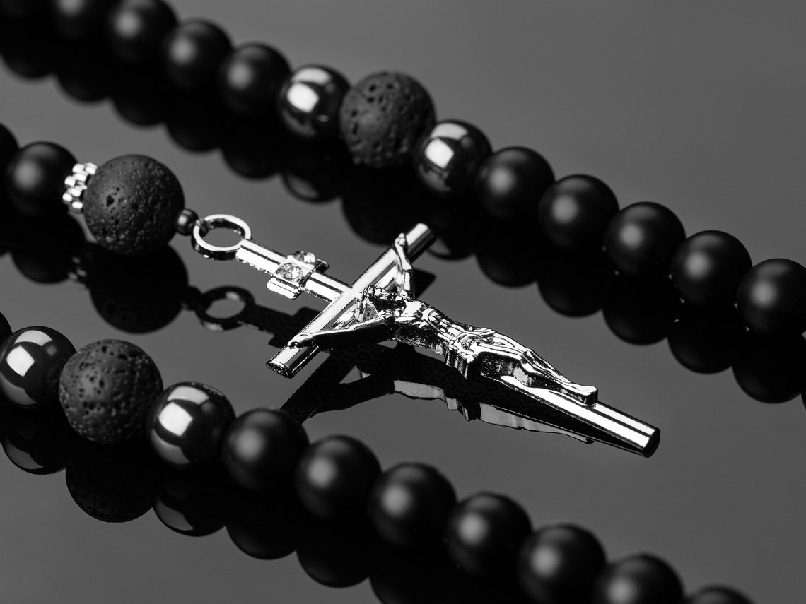 Shungite Rosary for Catholic, Black Rosary 10mm, Catholic Prayer Rope ...