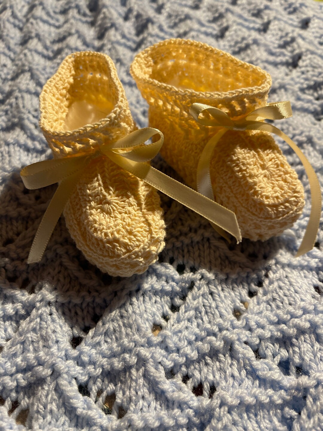 Crocheted Light Yellow Booties - Etsy
