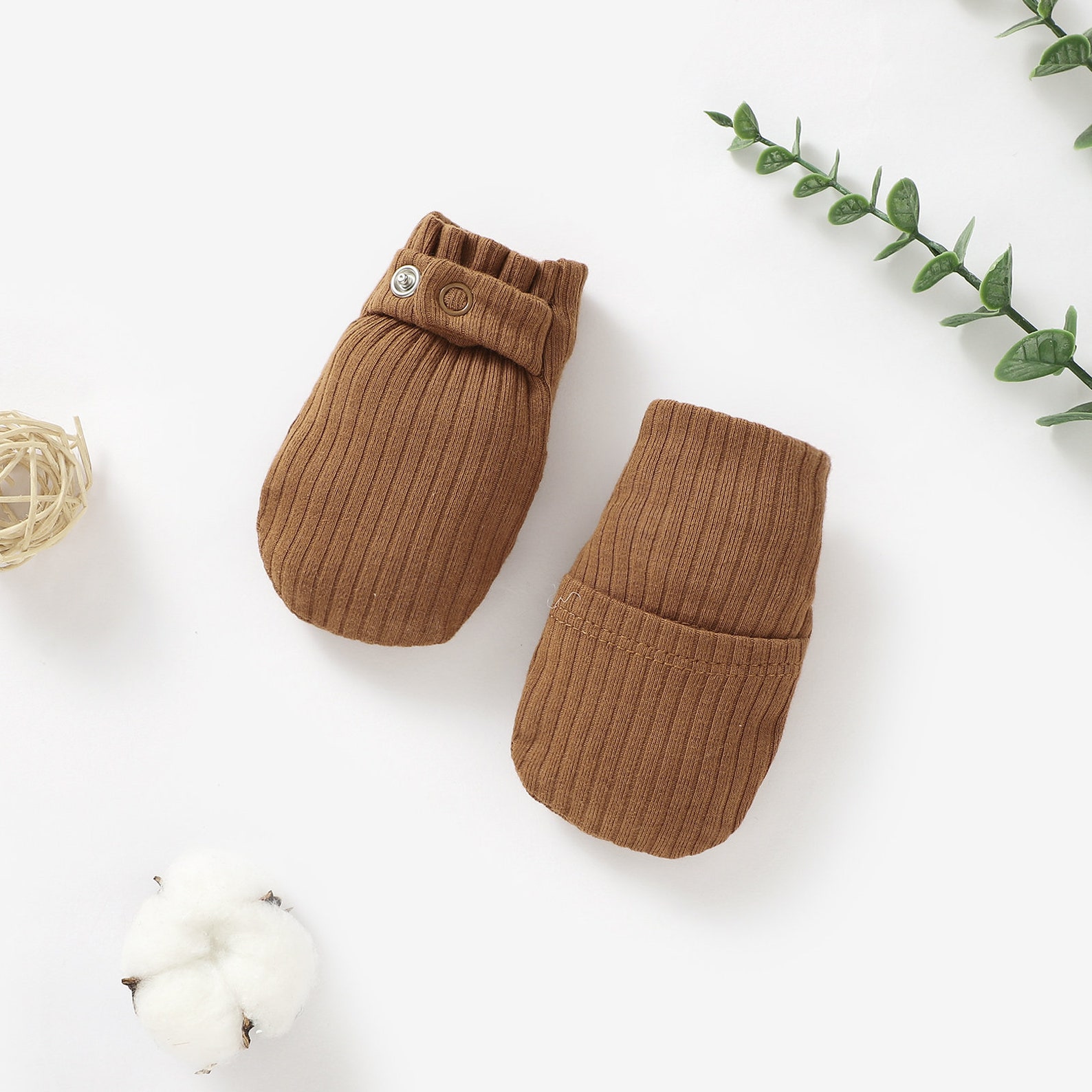 Tiny Alpaca | Organic Cotton Newborn Ribbed Snap Mittens With Cover | 0 ...