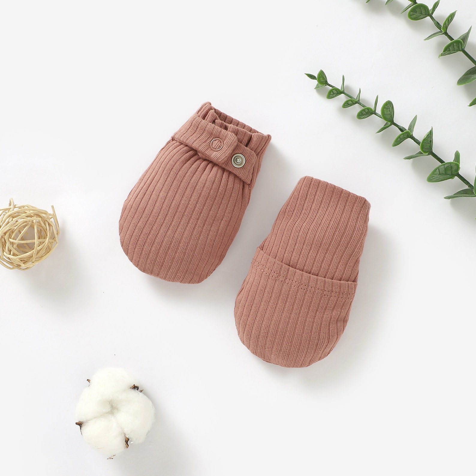 Tiny Alpaca | Organic Cotton Newborn Ribbed Snap Mittens With Cover | 0 ...