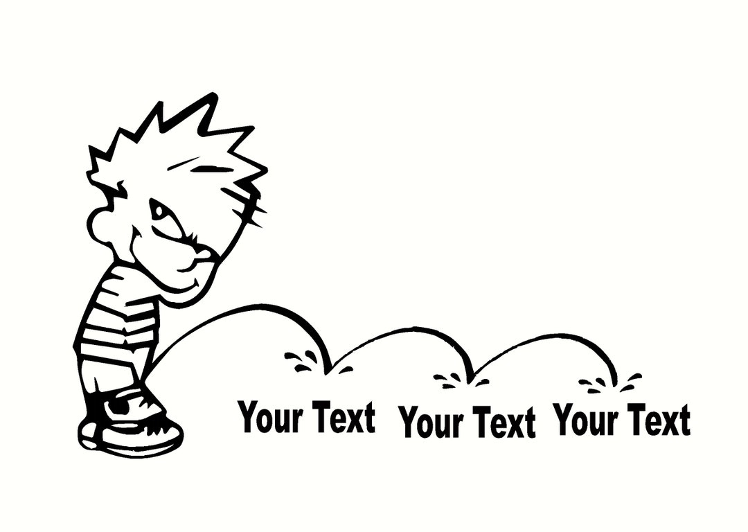Calvin Triple Piss Peeing on Your Text Designs Sticker - Etsy