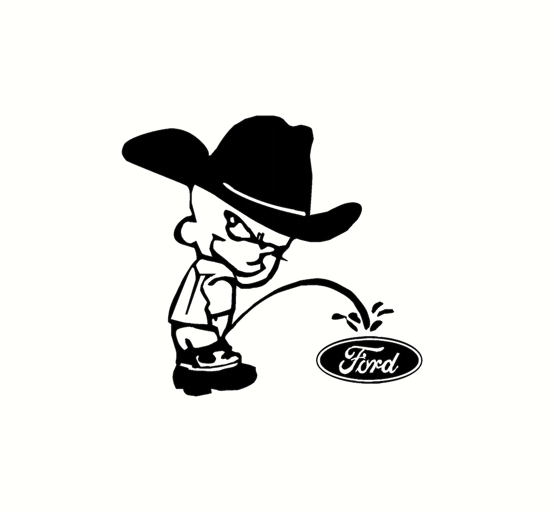 Calvin Pee on Ford Cowboy Calvin Decal Sticker 5.5 X 5.5 - Etsy