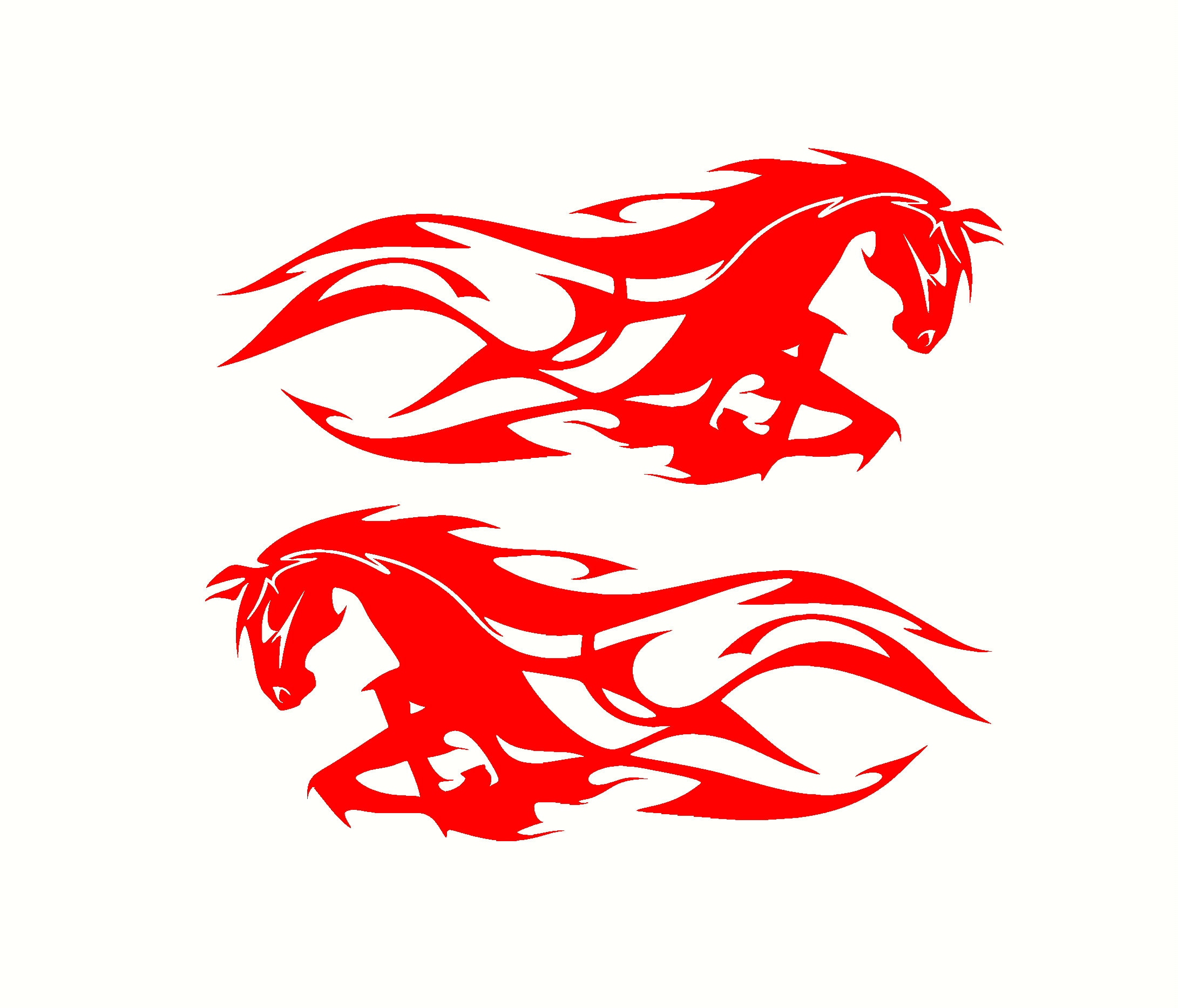 Flaming Horse Decals Set of 2 Each Right Left Ford Logo Flame Sticker ...