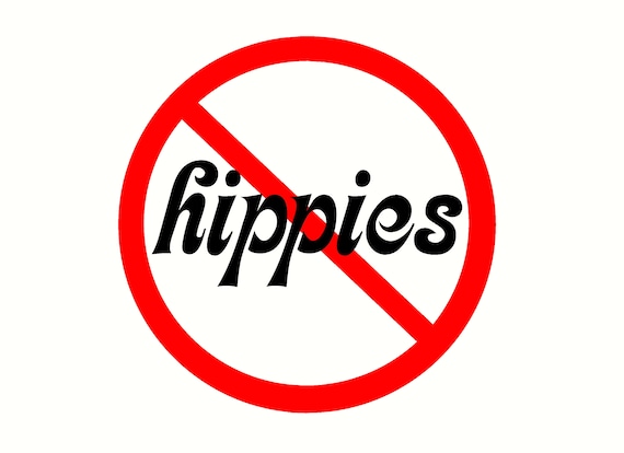 No Hippies Design Mini Sign Decal Sticker | Etsy
