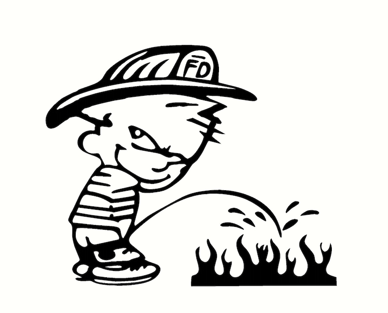 Calvin Fireman Pee on Fire Designs Sticker - Etsy