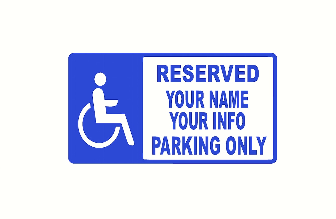 Handicap Reserved Name and Parking Permit Number Mini Road Sign Decal ...