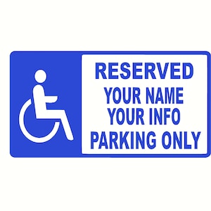 Handicap Reserved Name and Parking Permit Number Mini Road Sign Decal ...