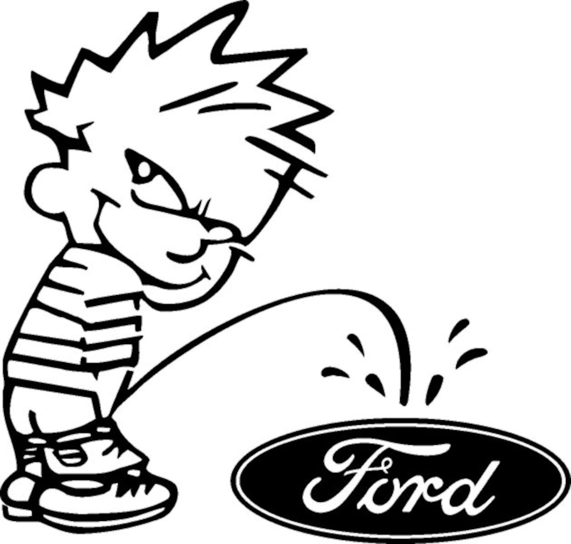 Calvin Little Guy Pee on Ford Decal Sticker Auto, Laptop Smooth Surface ...
