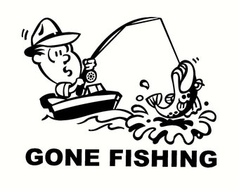 Little Boy Fishing Decal Sticker Fishing Pole With Fish Decal | Etsy