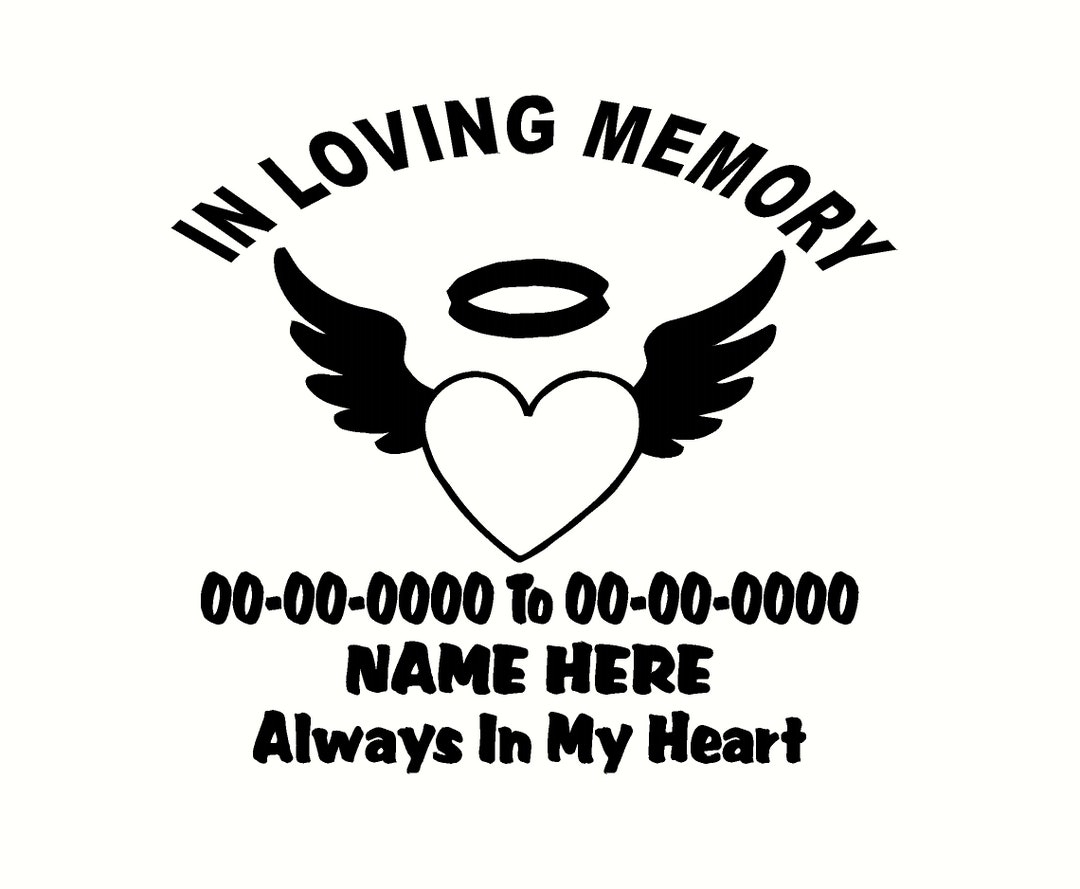 Winged Heart in Loving Memory Decal Sticker Design Decal Sticker Vinyl ...