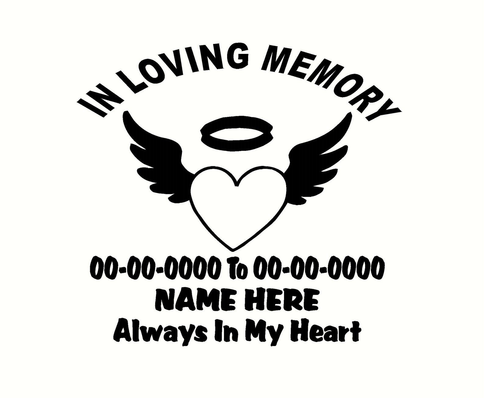Winged Heart in Loving Memory Decal Sticker Design Decal - Etsy