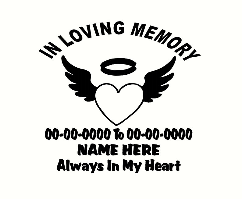 Winged heart in loving memory decal sticker design decal | Etsy
