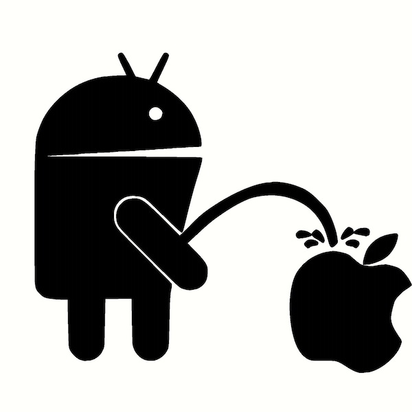 Android Pissing on Apple Decal - Etsy