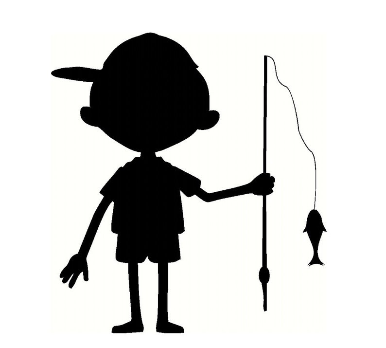 Little Boy Fishing Decal Sticker Fishing Pole With Fish Decal - Etsy