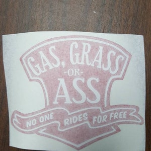 Gas, Grass or Ass Design Auto Decal Sticker - Etsy