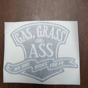 Gas, Grass or Ass Design Auto Decal Sticker - Etsy