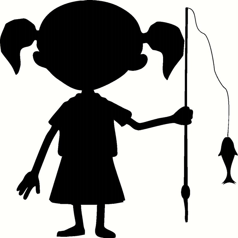 Little Girl Fishing Decal Sticker Fishing Pole With Fish Decal - Etsy
