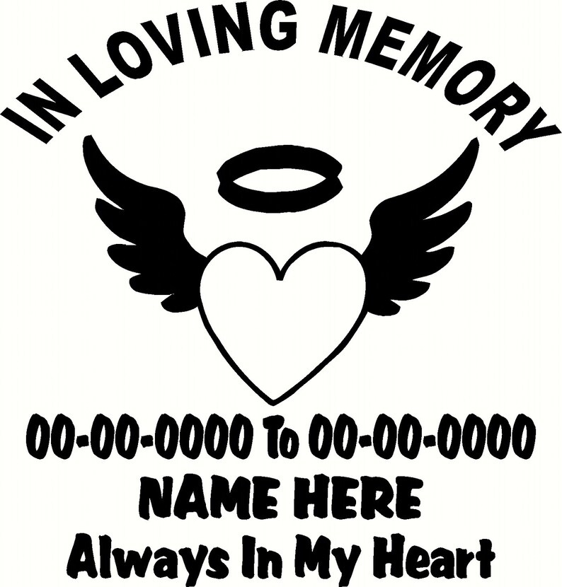 Winged heart in loving memory decal sticker design decal | Etsy