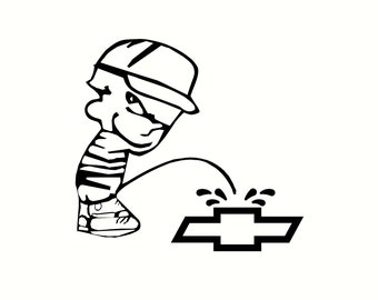 Calvin Cowboy Peeing on Chevy Designs Sticker 5.5 X 5.5 - Etsy