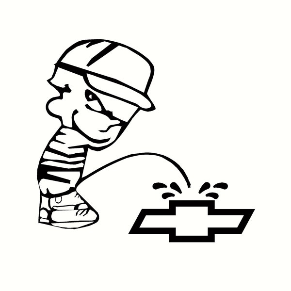 Peeing on Chevy Sticker - Etsy