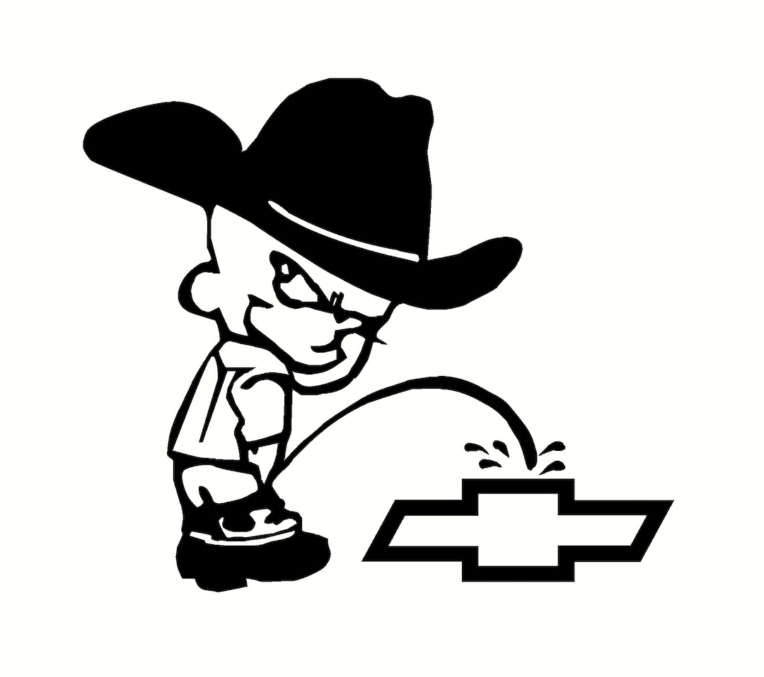 Calvin Cowboy Peeing on Chevy Designs Sticker 5.5 X 5.5 - Etsy
