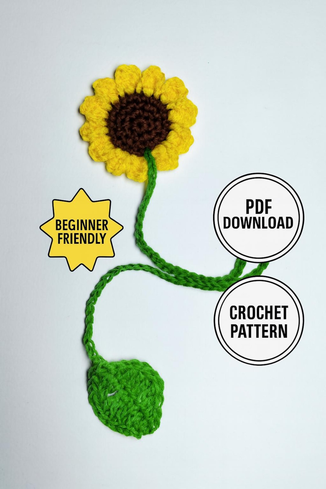Sunflower Bookmark Crochet Pattern Easy Diy Flower Pdf Pattern Etsy