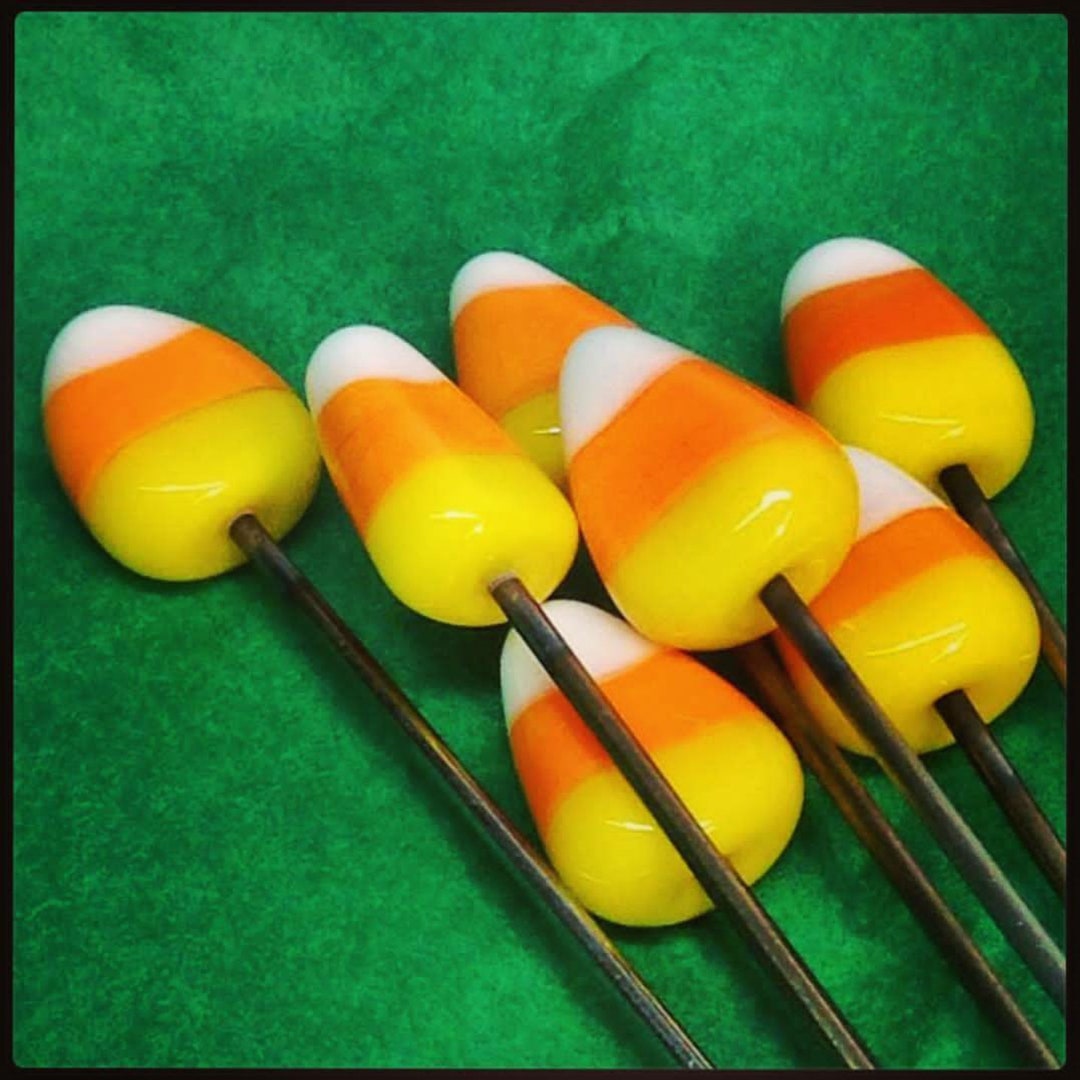 Halloween Candy Corn Glass Pipe Poker Plant Stake Glass Mini Sculpture ...