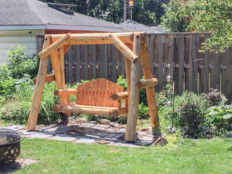 Log Swing, Cedar Over-sized Log Swing With Stainless Steel Seat ...
