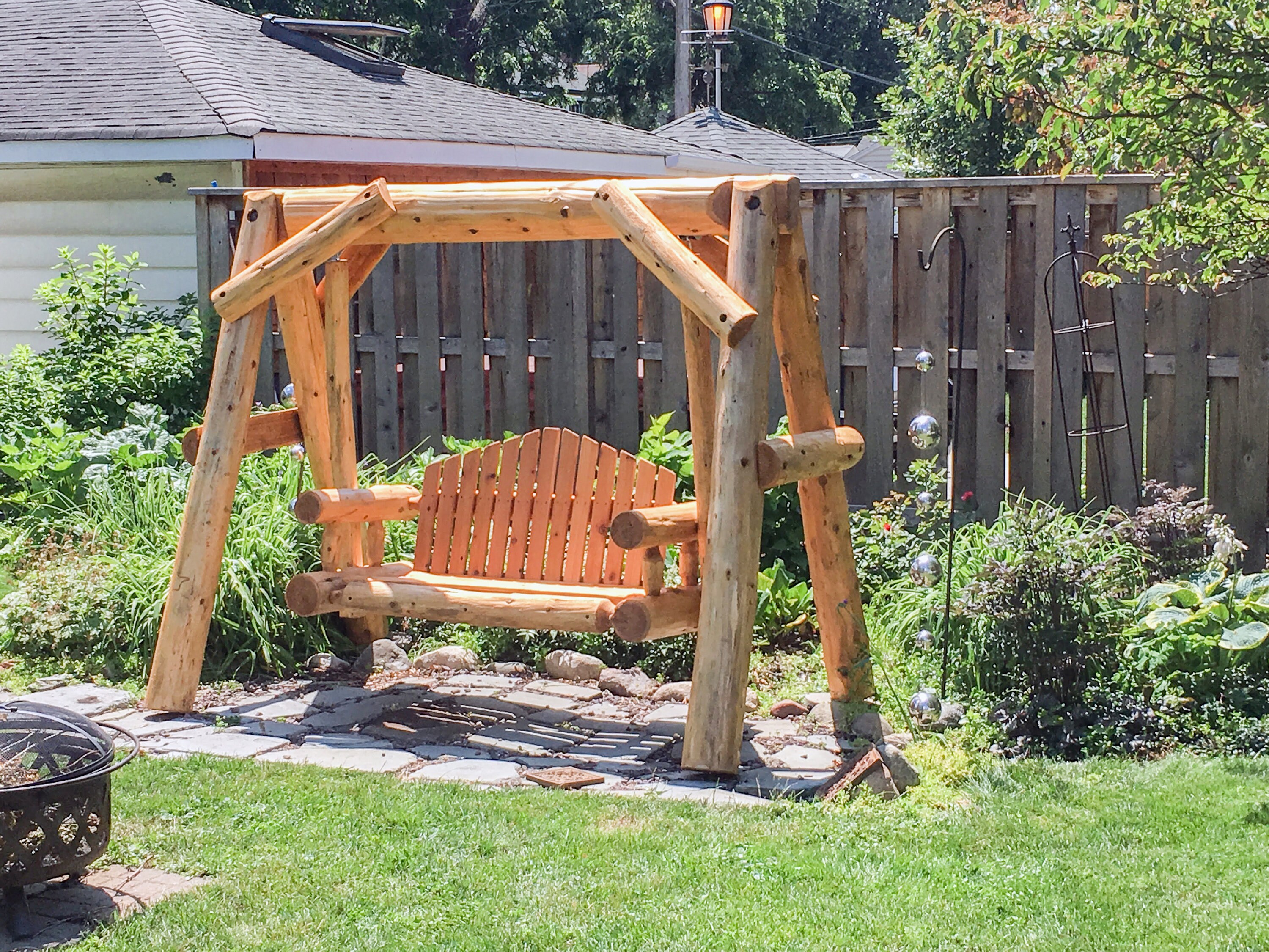 Log Swing, Cedar Over-sized Log Swing With Stainless Steel Seat ...