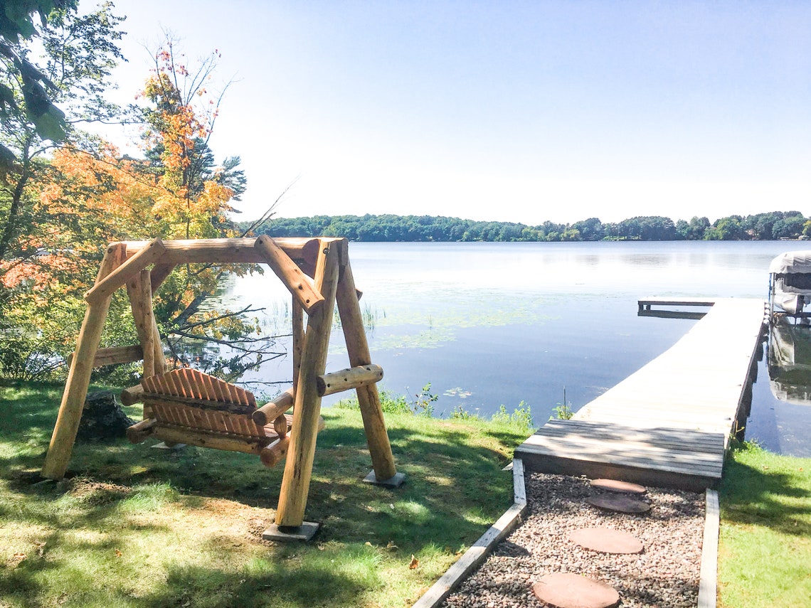 Log Swing, Cedar Over-sized Log Swing With Stainless Steel Seat ...