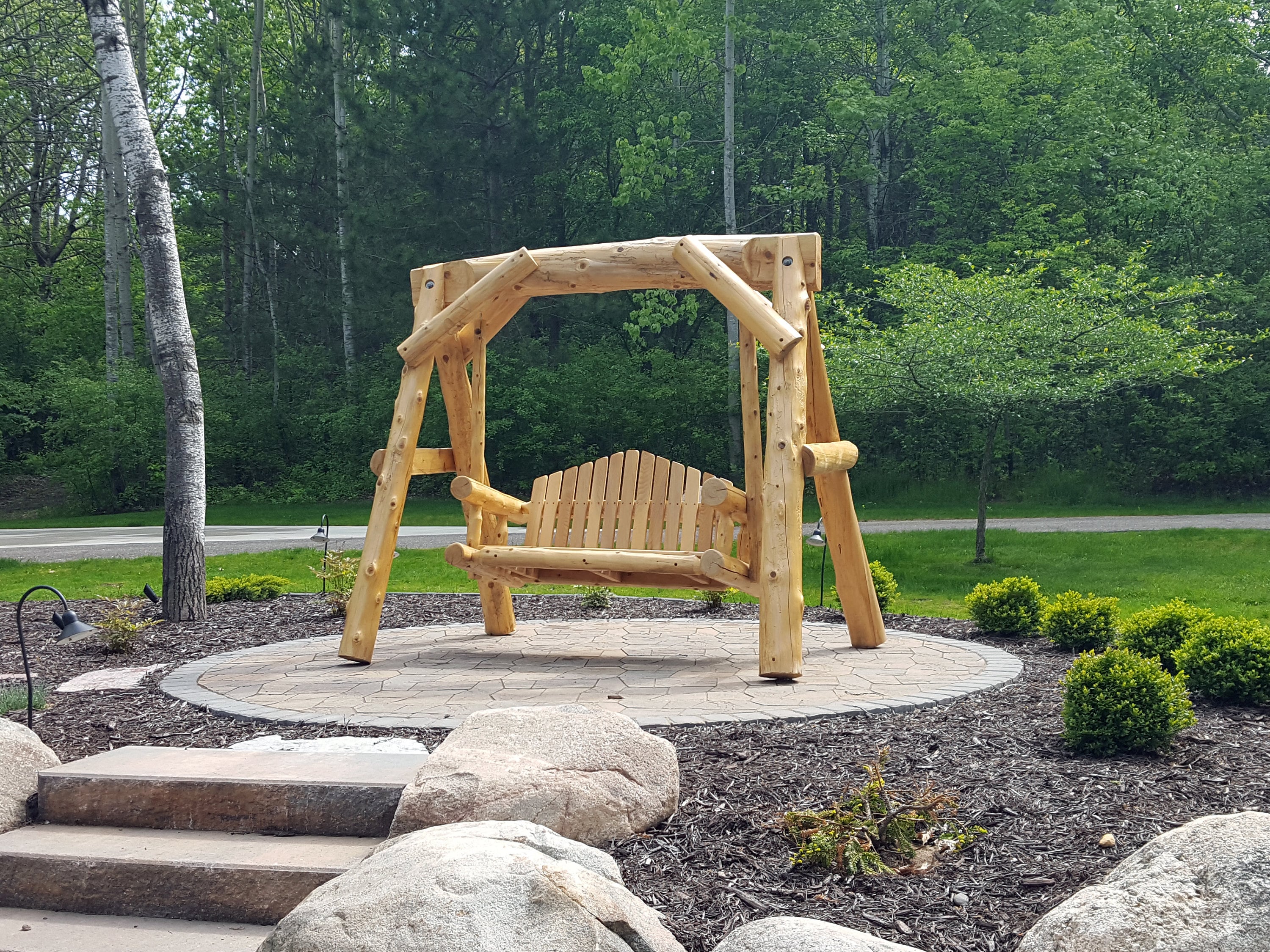 Log Swing, Cedar Over-sized Log Swing With Stainless Steel Seat ...