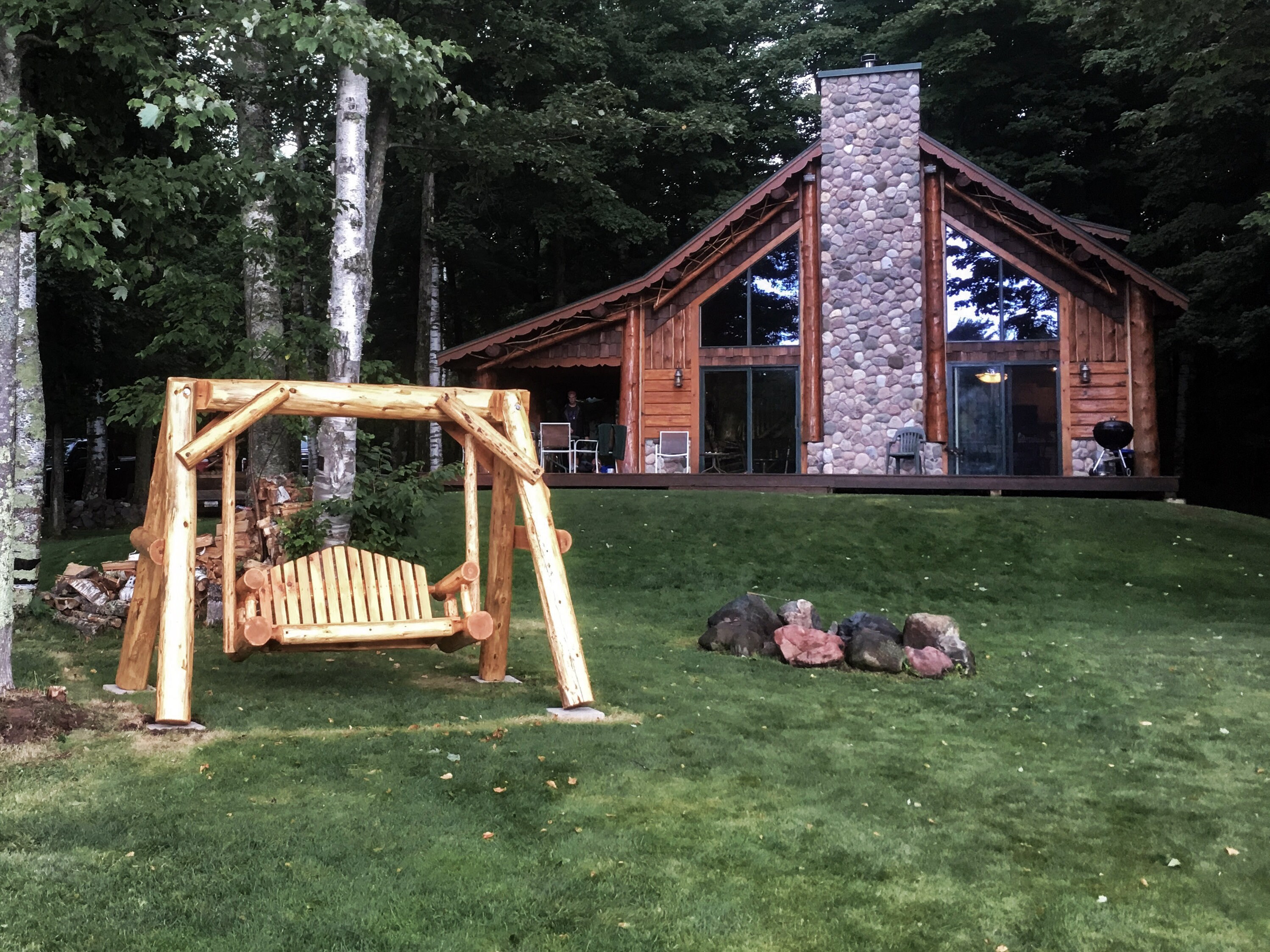 Log Swing, Cedar Over-sized Log Swing With Stainless Steel Seat ...