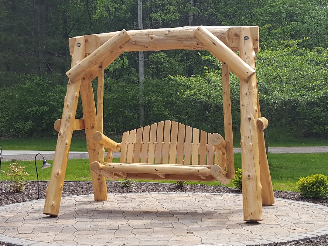 Log Swing, Cedar Over-sized Log Swing With Stainless Steel Seat ...