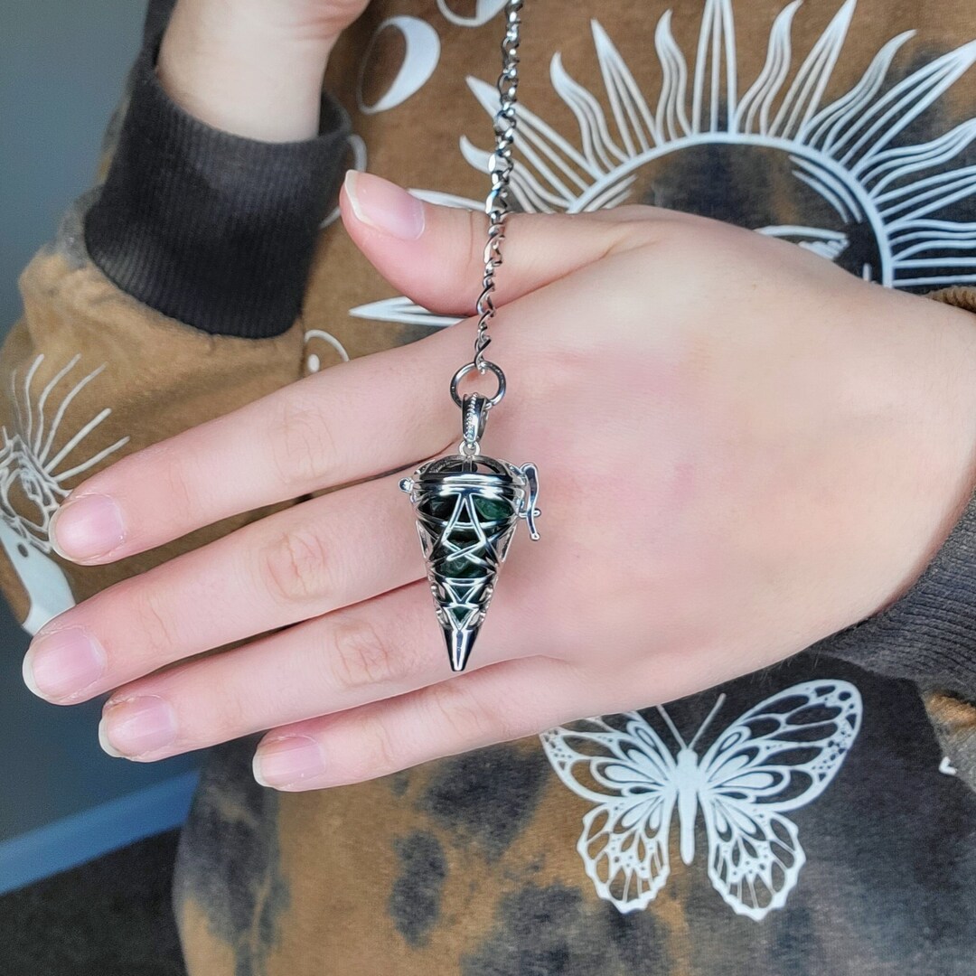 New Crystals, Steel Chain, Silver Pendulum Necklace; Crystal Jewelry - Etsy