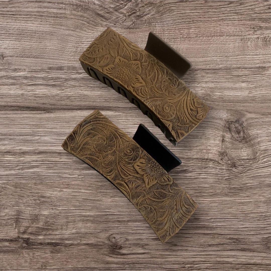 Leather Claw Hair Clip Western Clip Tooled - Etsy