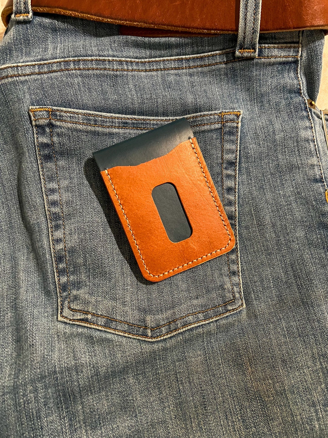 Buttero Minimalist Wallet, Chestnut and Blue - Etsy