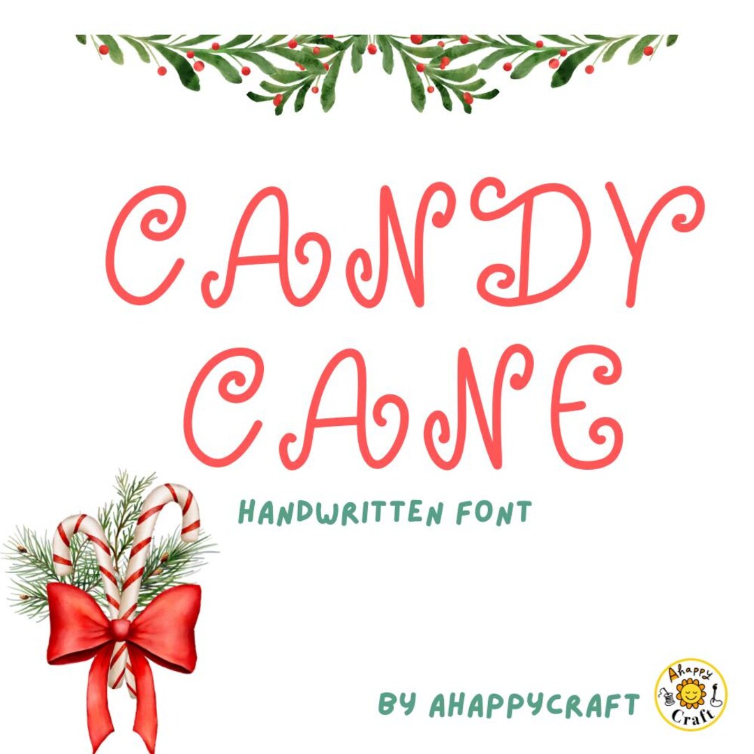 Candy Cane Handwritten Display Font - Etsy