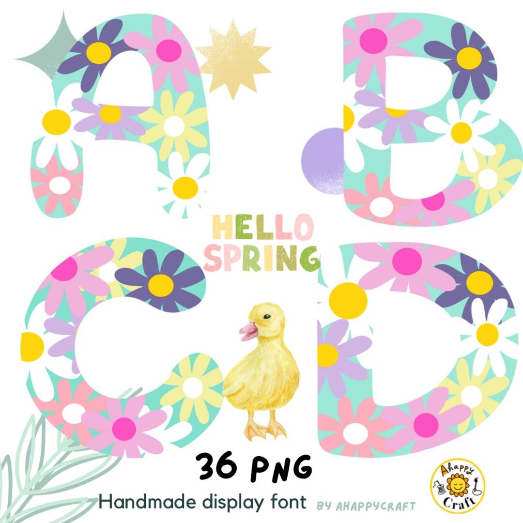 Flowers Spring Summer Alphabets Handmade Display Font - Etsy