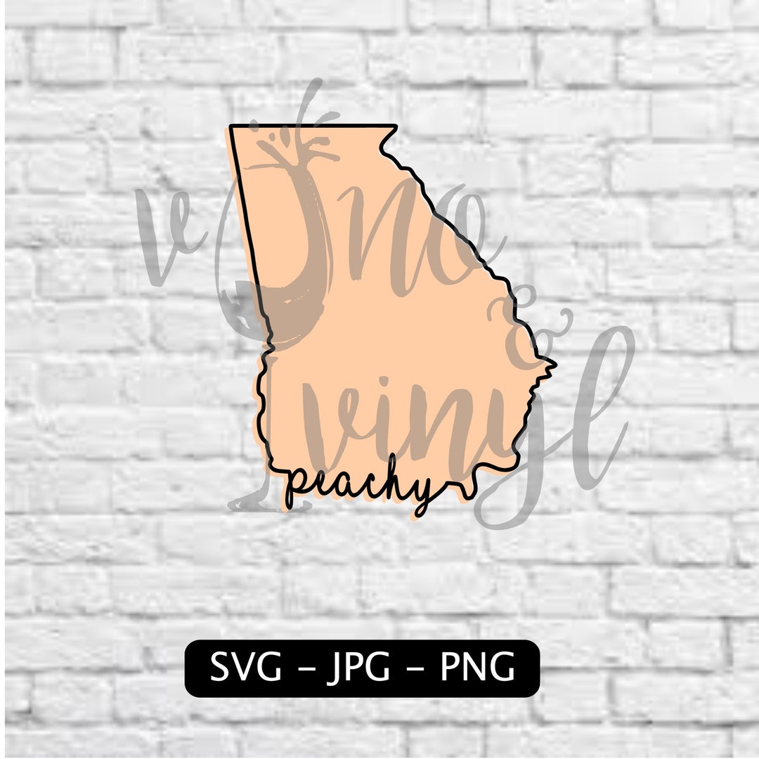 Georgia Peach SVG & Image | State of Georgia Outline File - Etsy