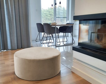 Ottoman Pouf Cream Velvet Pouf Cream Round Pouf Beanbag - Etsy