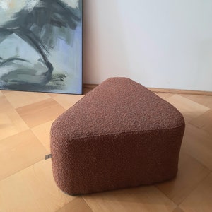 Triangle Boucle Pouf, Modern Terracotta Cozy Teddy Ottoman, Floor ...