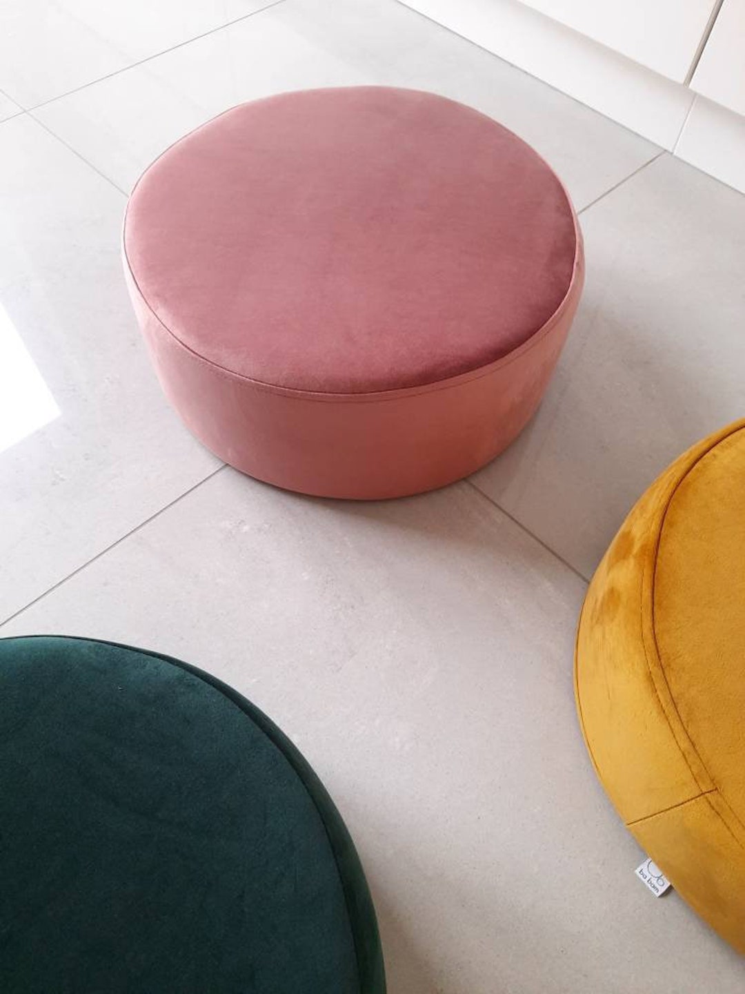 Pink Velvet Pouf Circle Yoga Floor Pillow, Cushion Stylish Sitting ...