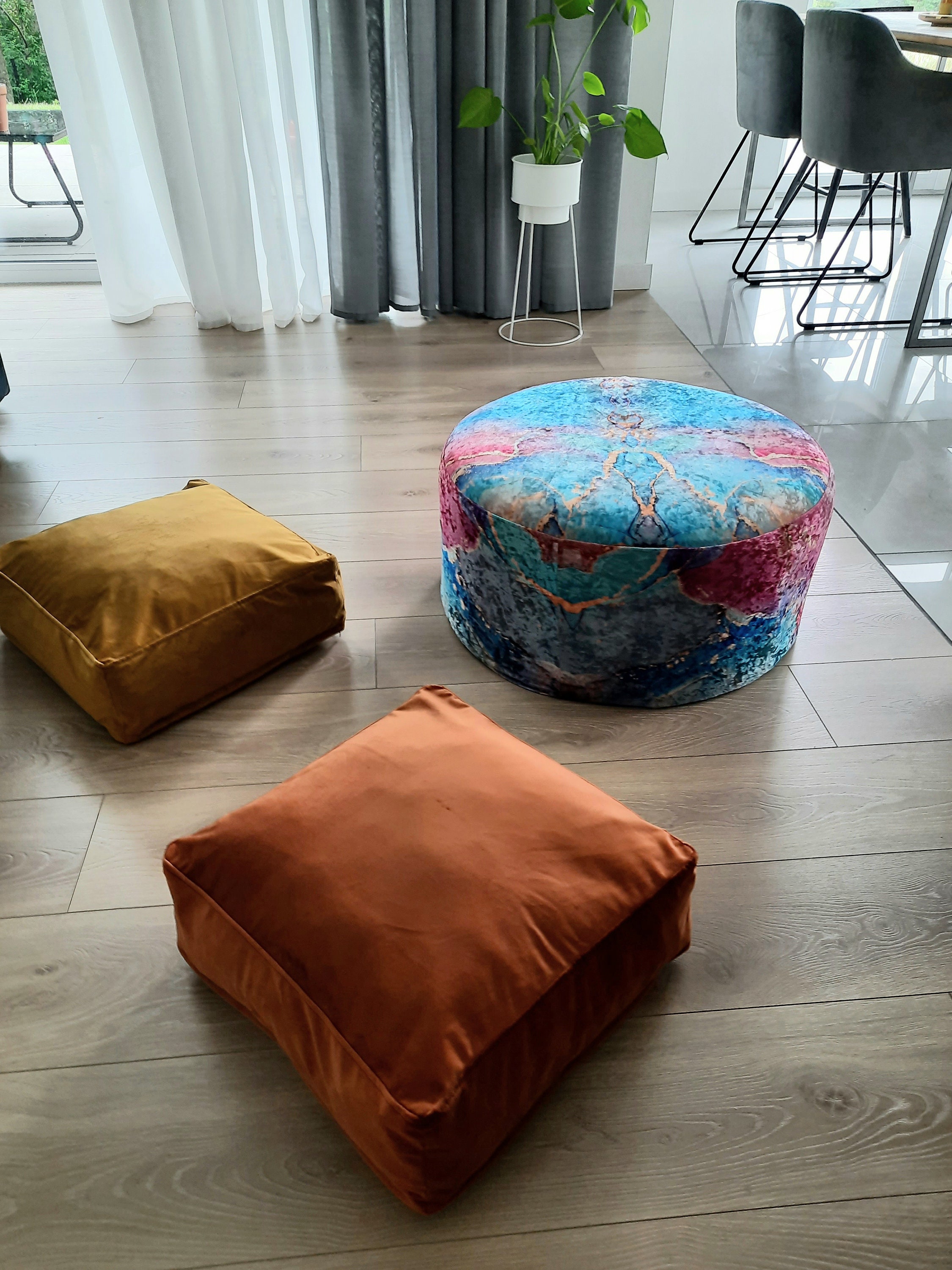 ALL SIZES Square Pouf Cover, Yoga Meditation Pillow, Custom Size Floor ...